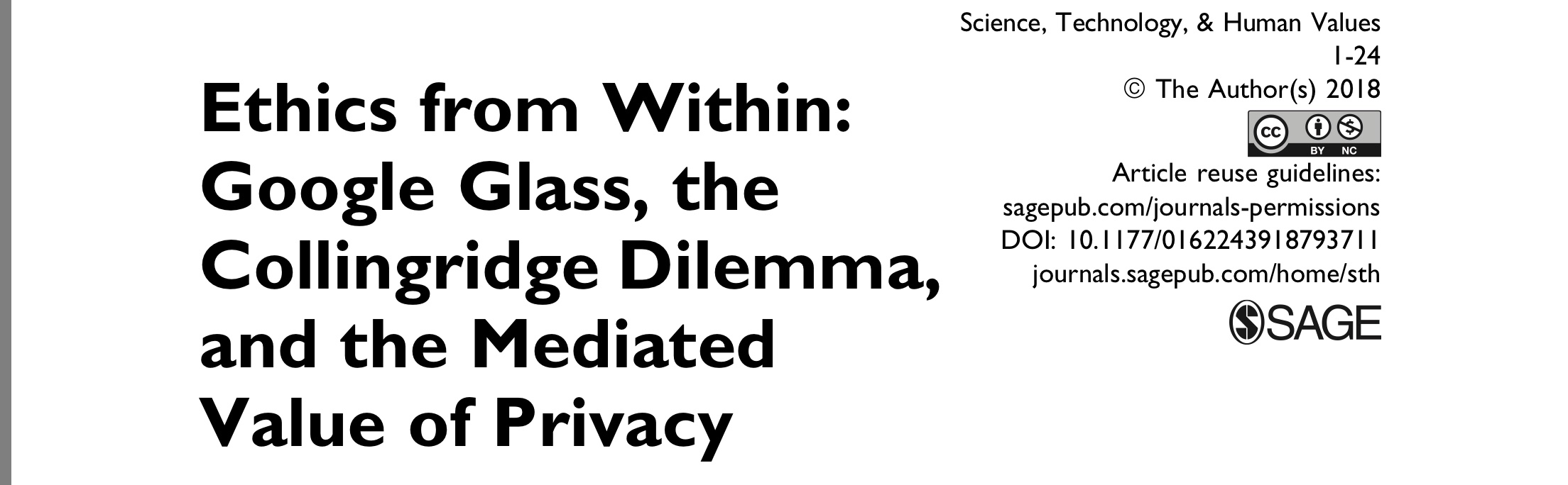 New article in Science, Technology, and Human Values – Peter-Paul Verbeek